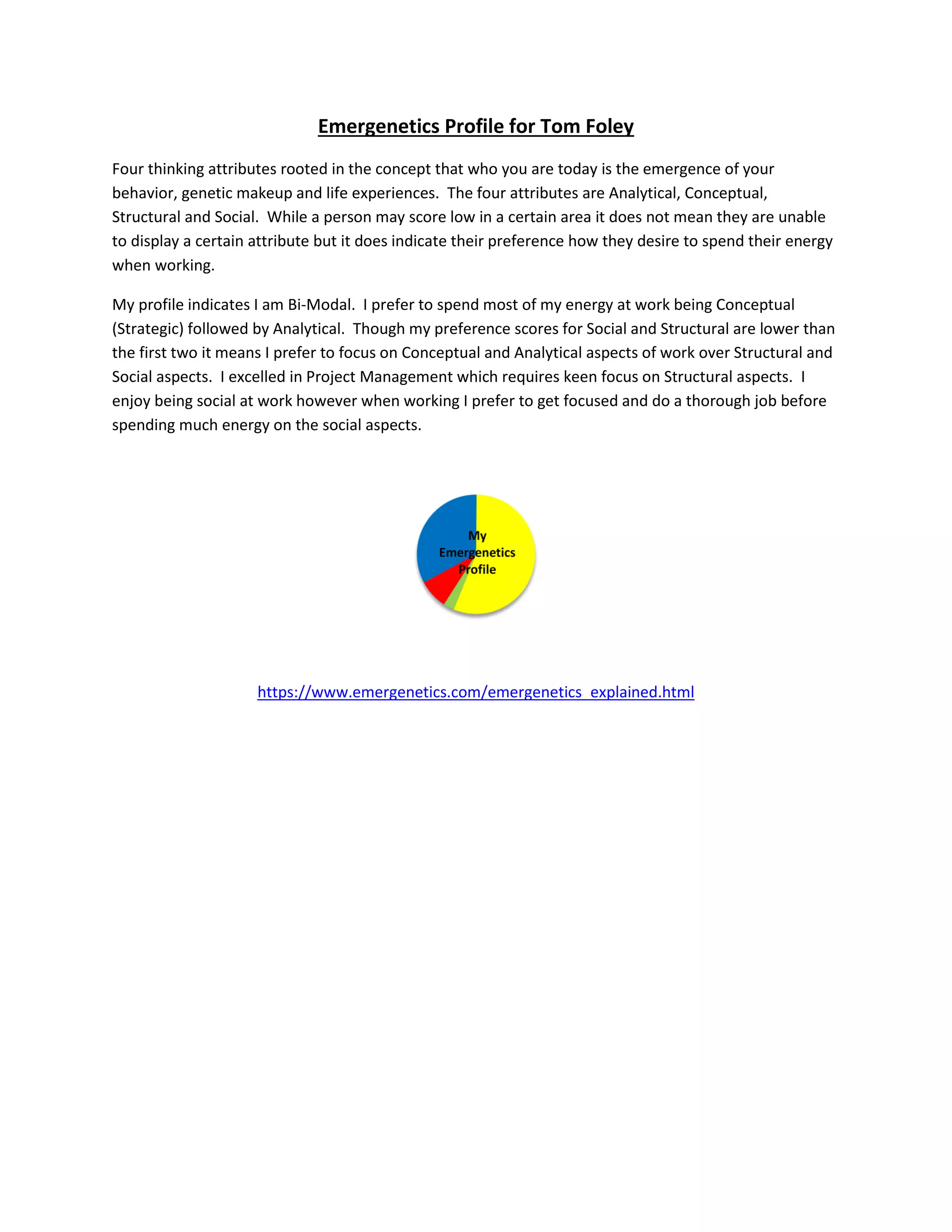 Emergenetics Profile for Tom Foley | PDF