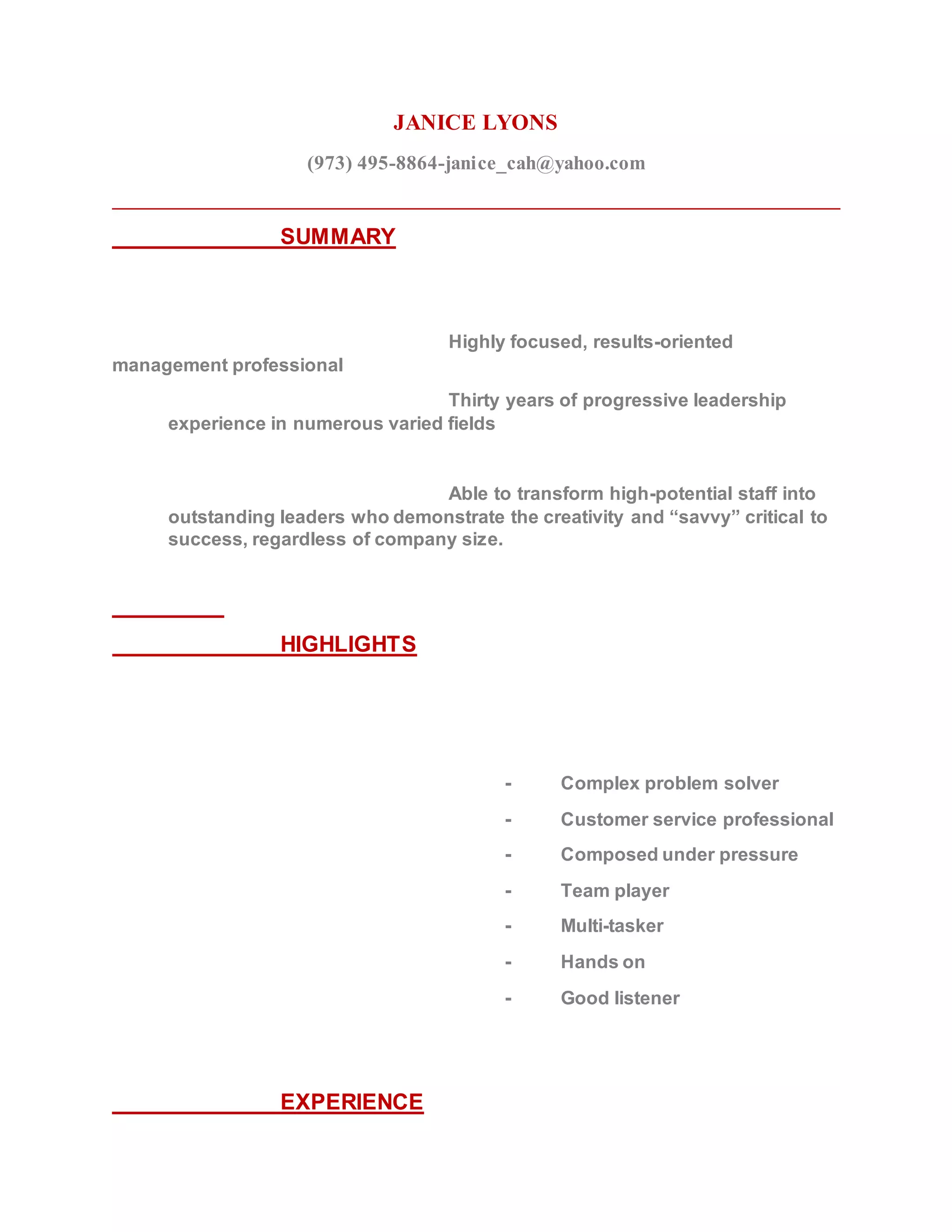 Janicenewresume | DOCX