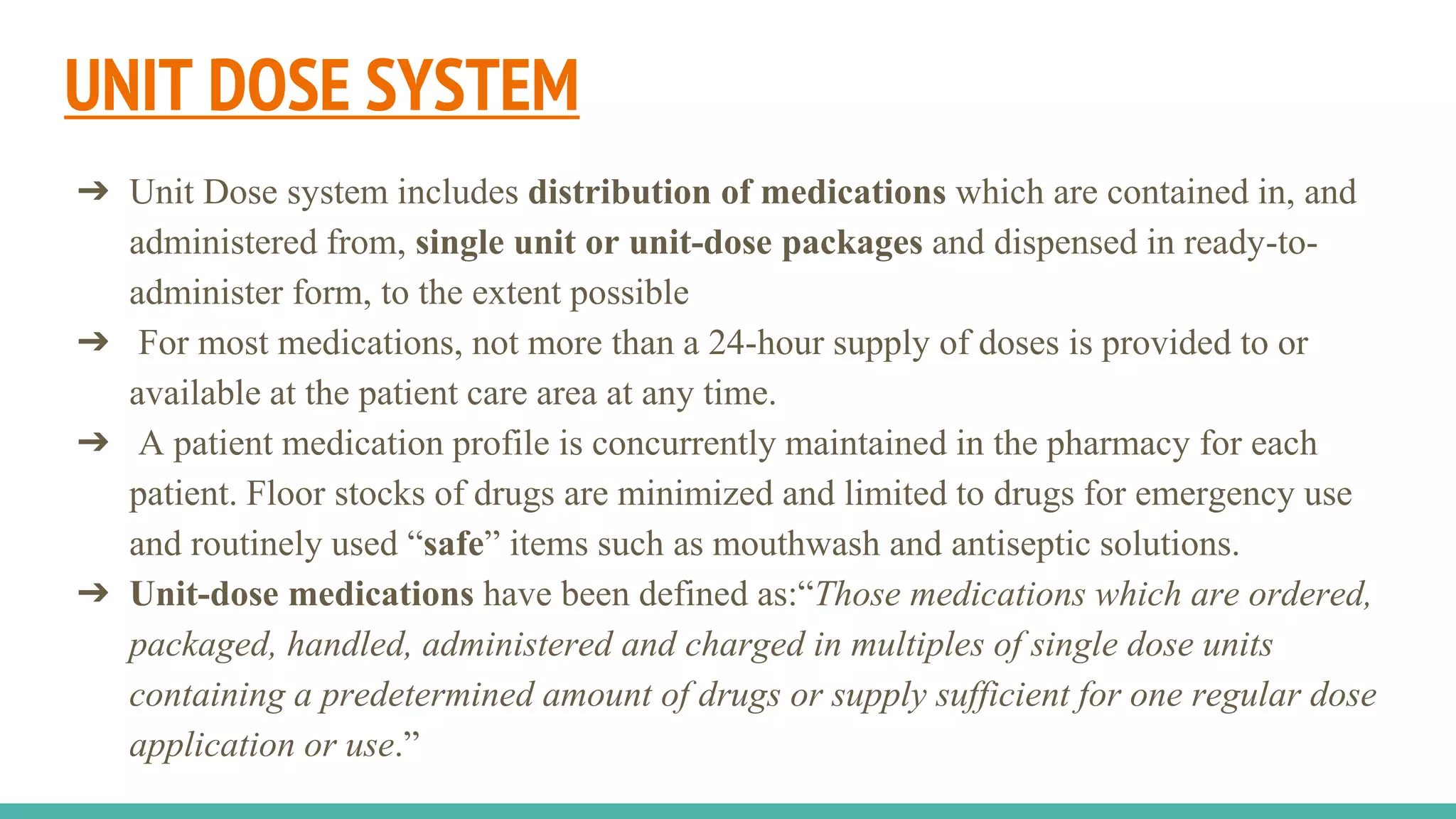 Drug Distribution in Hospital Pharmacy | PPTX