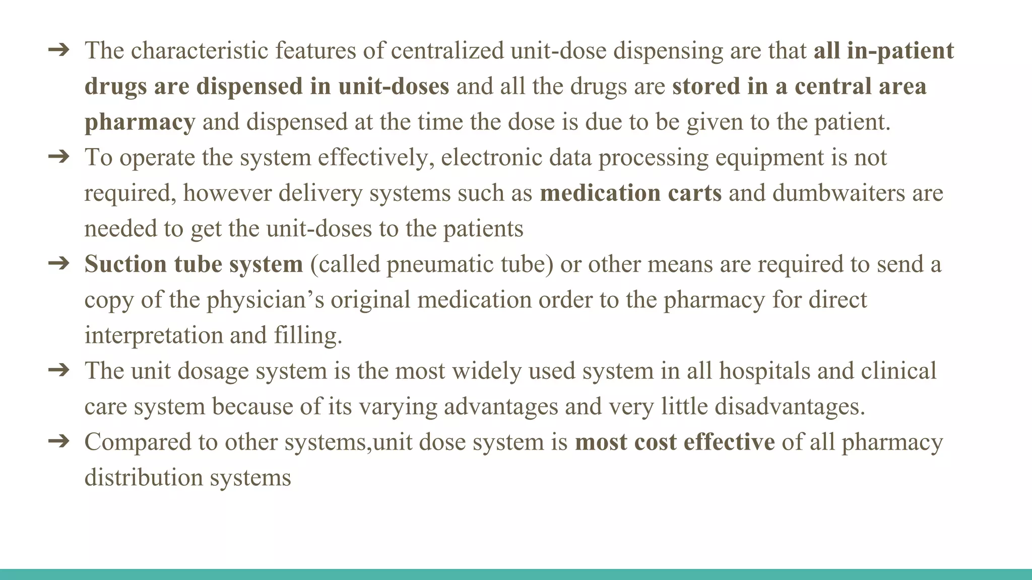Drug Distribution in Hospital Pharmacy | PPTX