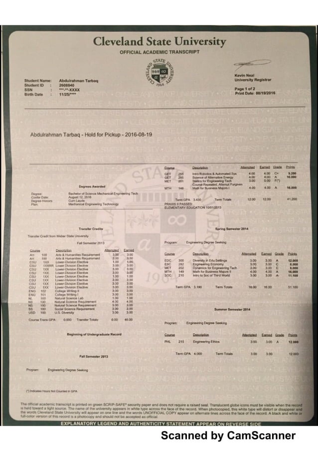 Certificate of Academic& Transcript. | PDF