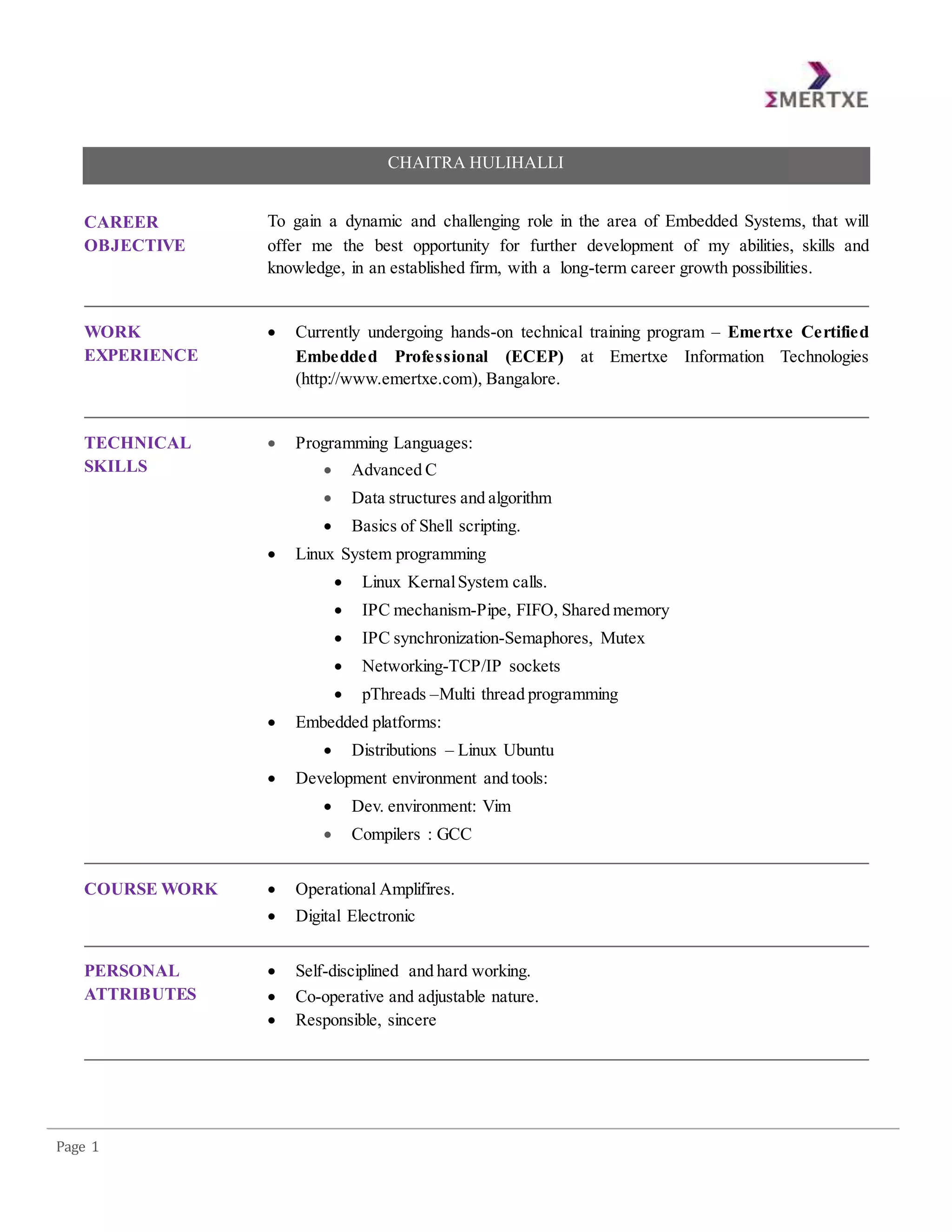 chaitra_resume | DOCX