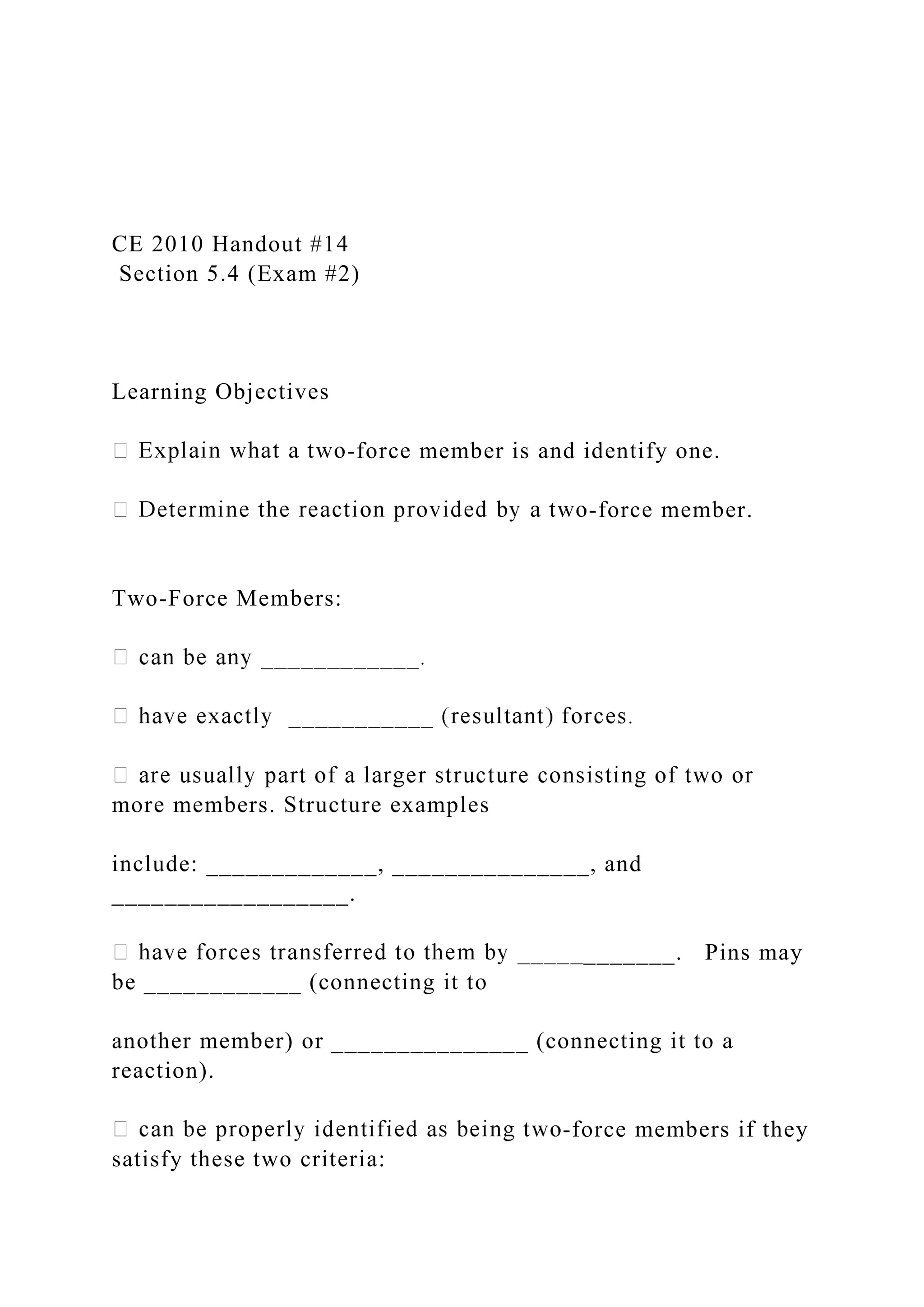 CE 2010 Handout #14 Section 5.4 (Exam #2) Learning .docx