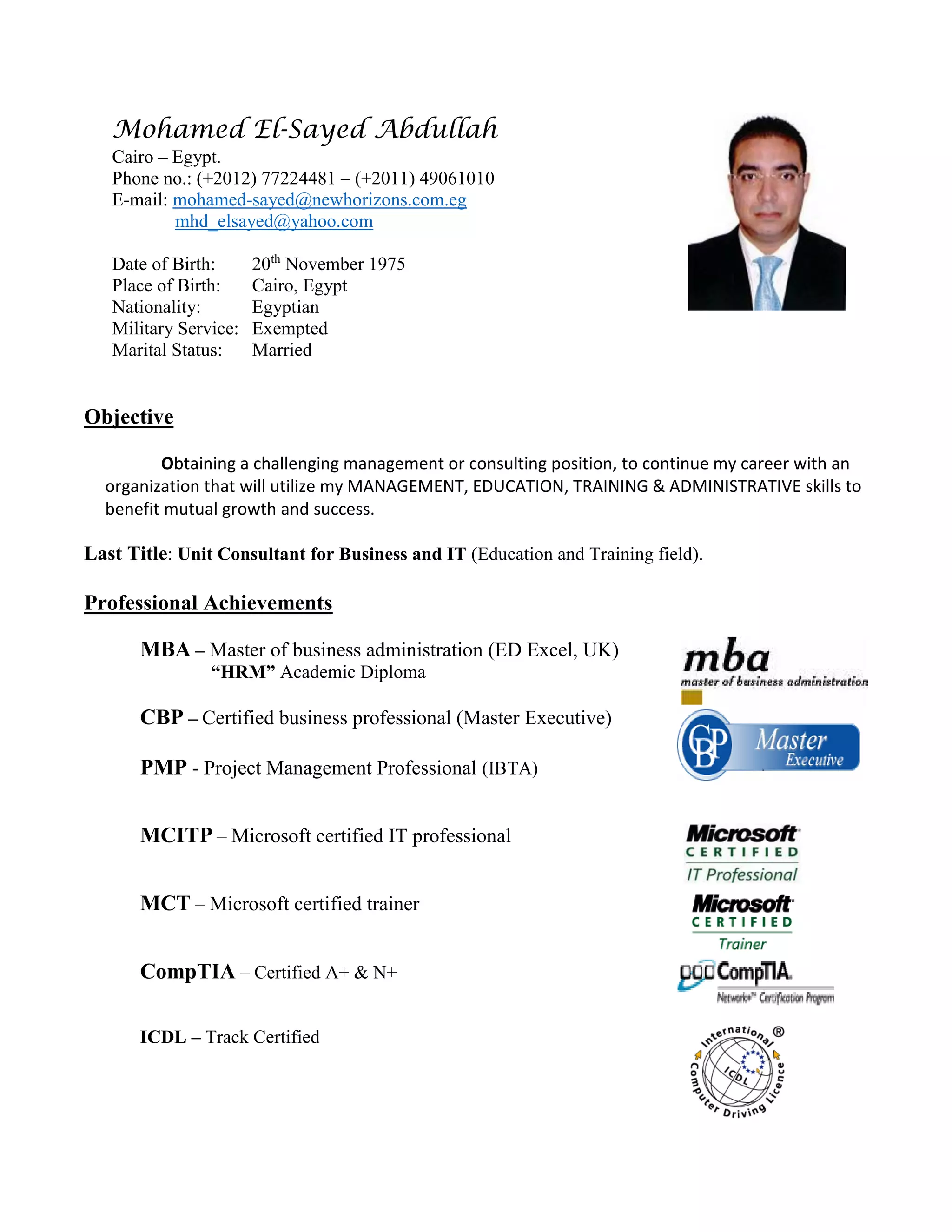 Mohamed Elsayed CV 2015 | PDF