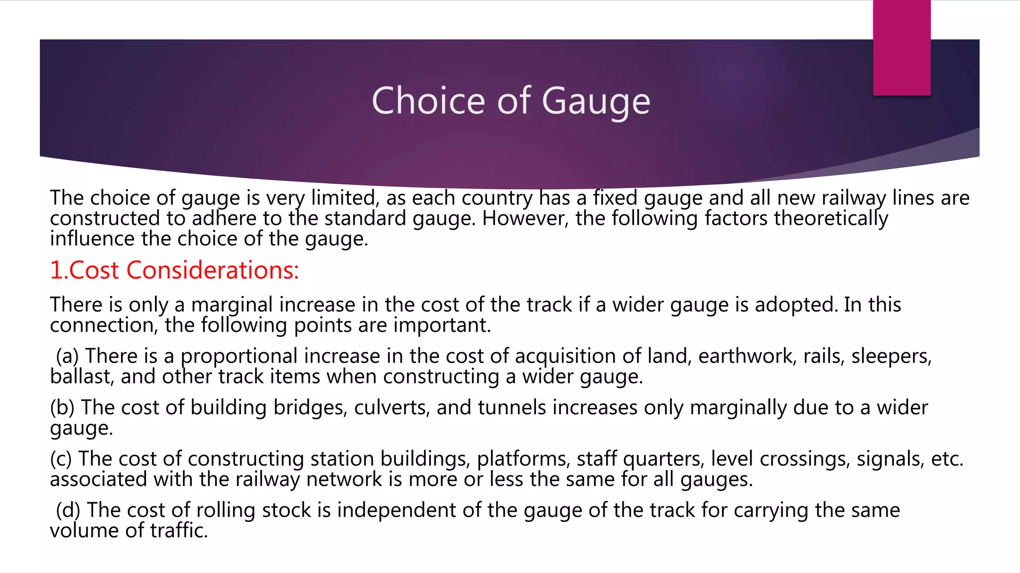 TRANSPORTATION ENGINEERING railway track gauge | PPTX