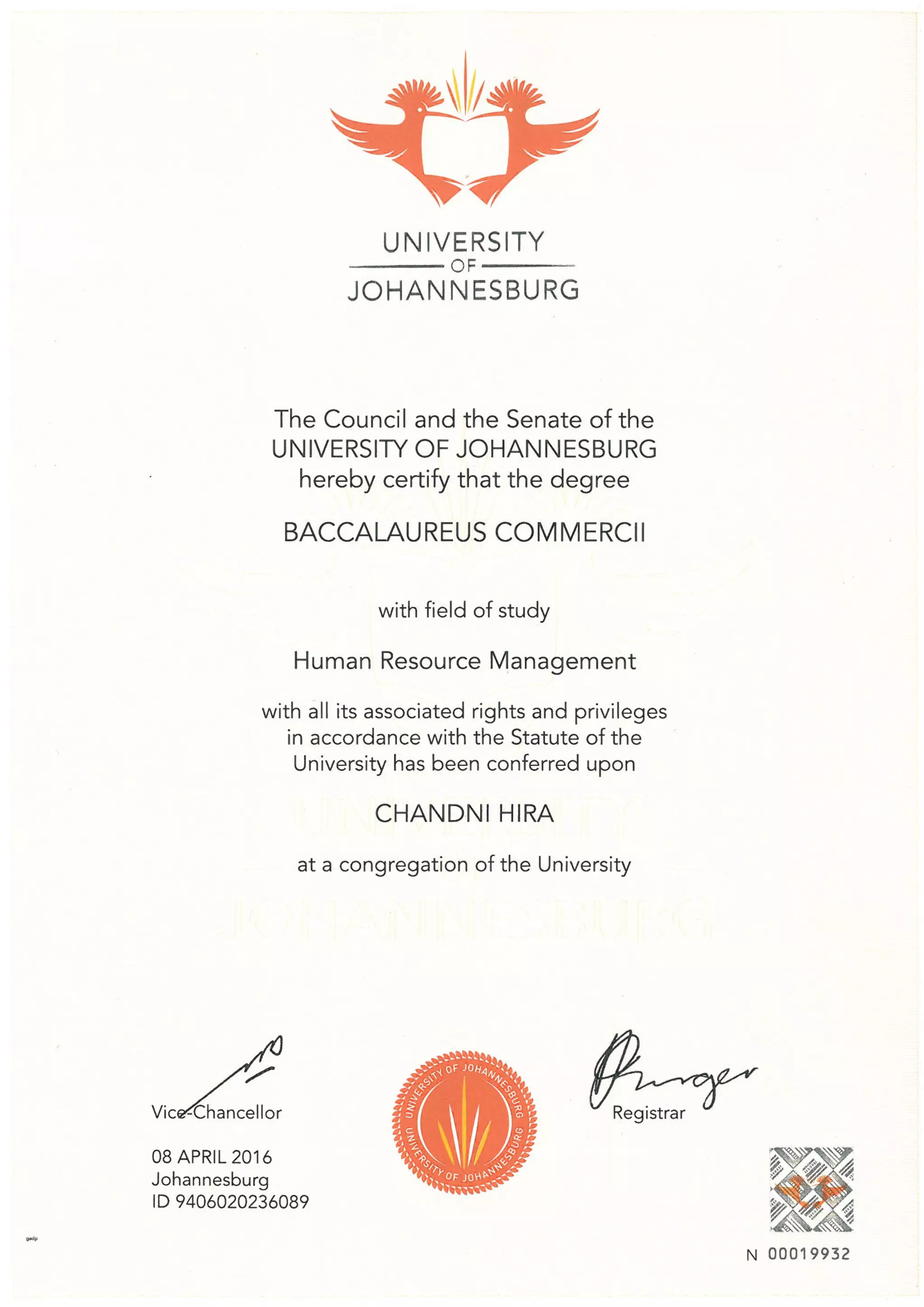 Certificate - BCom HRM | PDF