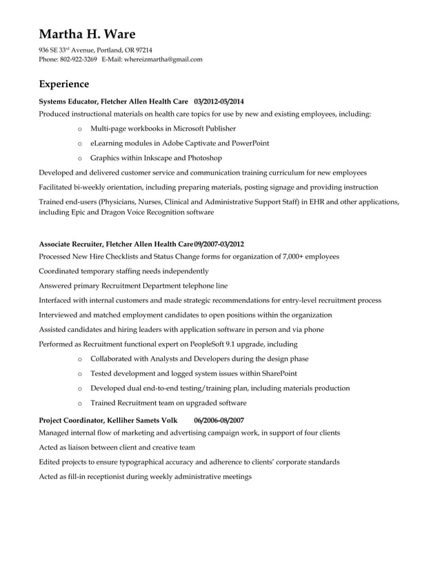 Martha.H.Ware_ResumeOnly_2015 | PDF