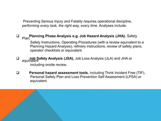 Fatality prevention and workforce safety- CHESM lessons learned and ...