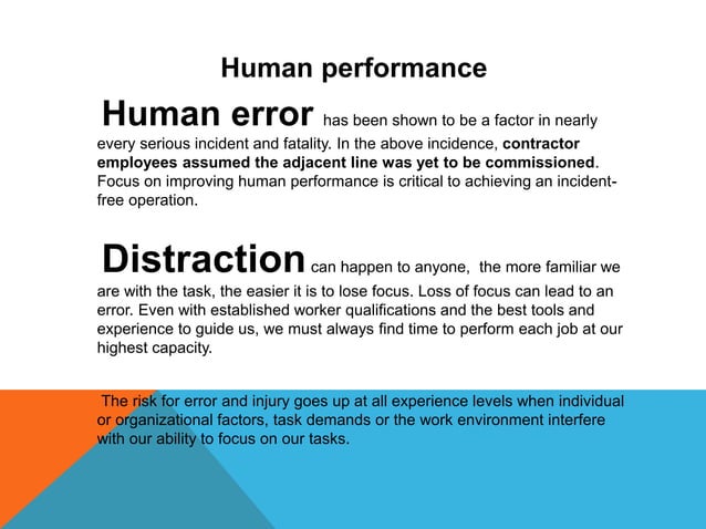 Fatality prevention and workforce safety- CHESM lessons learned and ...