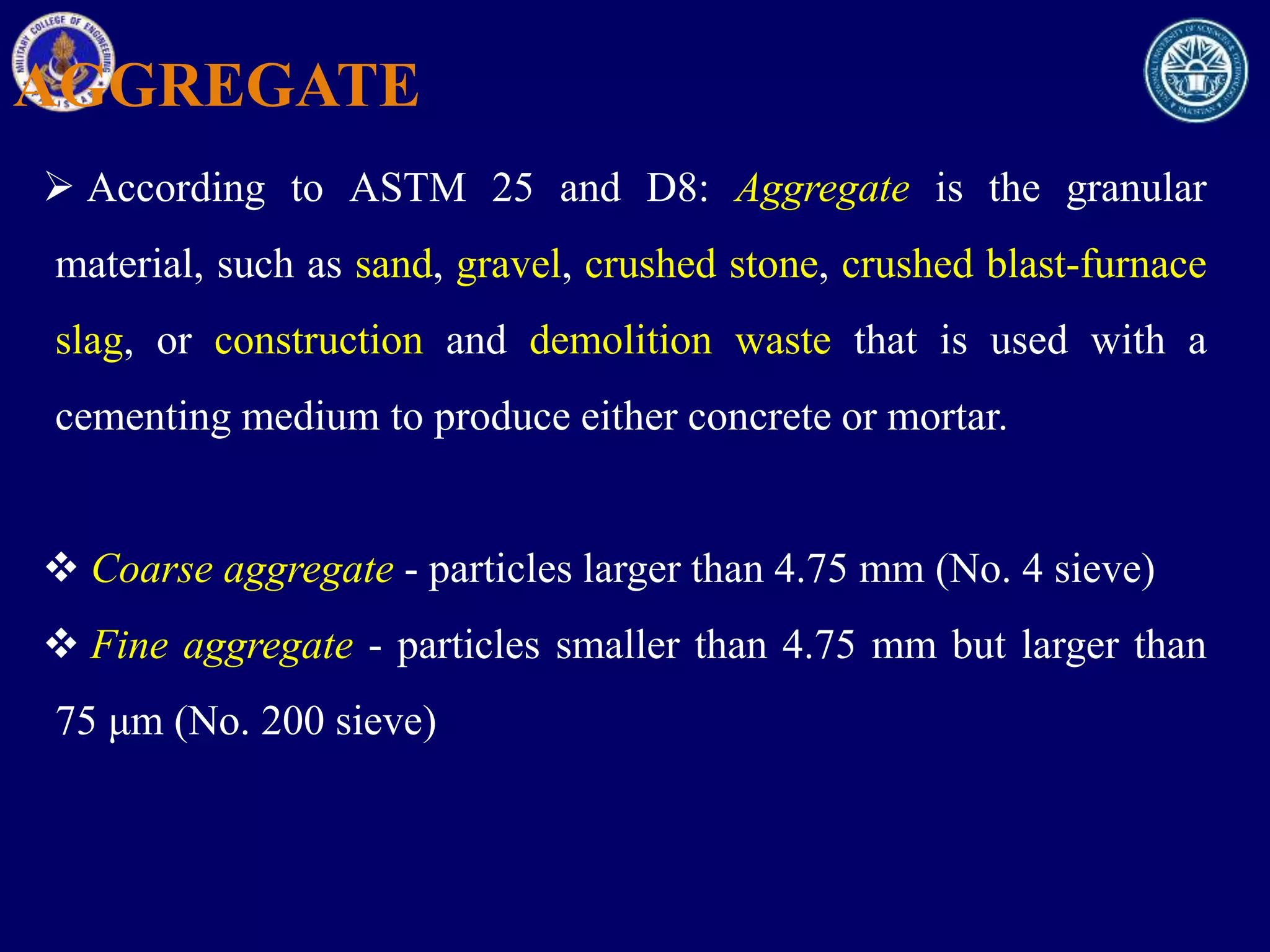 Introduction To Aggregates Its Properties And Effectson Concrete | PPTX