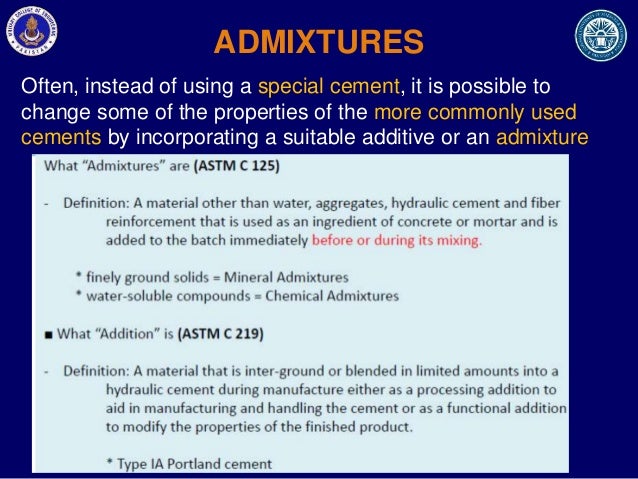 Admixtures And Their Properties