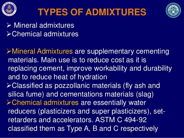 Admixtures And Their Properties