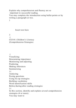 ( CE310 Children’s Literacy)Strategies for Building Re.docx