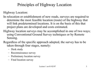 CE 368 Highway Engineering Lecture 1.ppt | Geology | Science