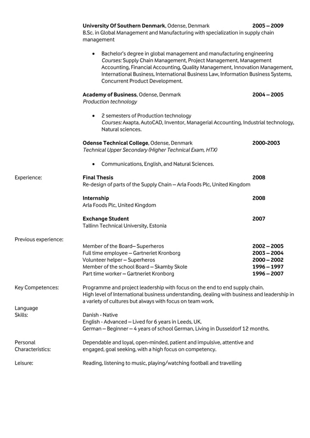 Mikael Andreasen - Curriculum Vitae | PDF | Business Administration | Business