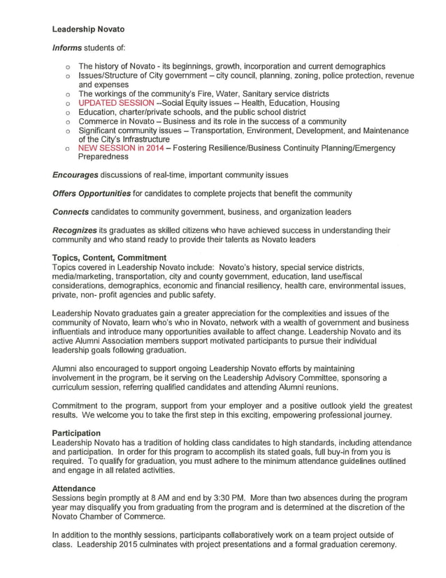 Leadership Novato Program | PDF