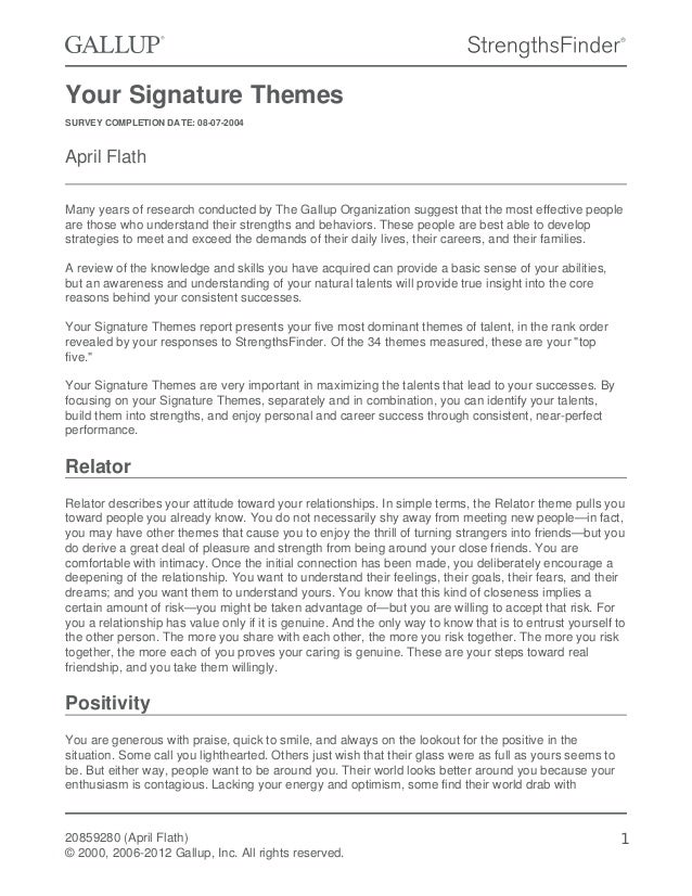 Gallup StrengthsFinder Signature Themes