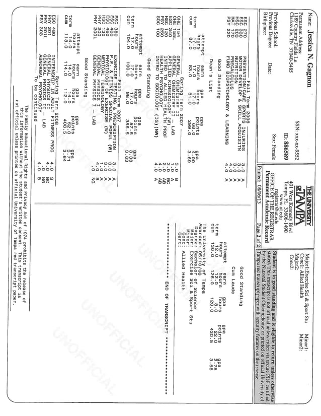 Unofficial UT Transcript | PDF