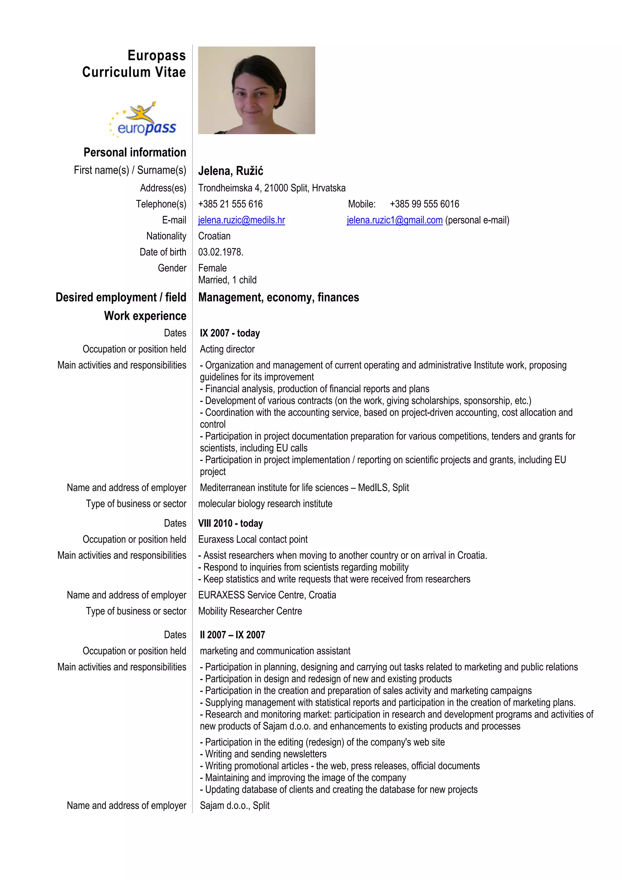 CV JRuzic eng 2016 | PDF