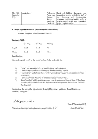 CTF-CV-Procurement Specialist-24Feb2016 | DOCX | Civil Engineering ...