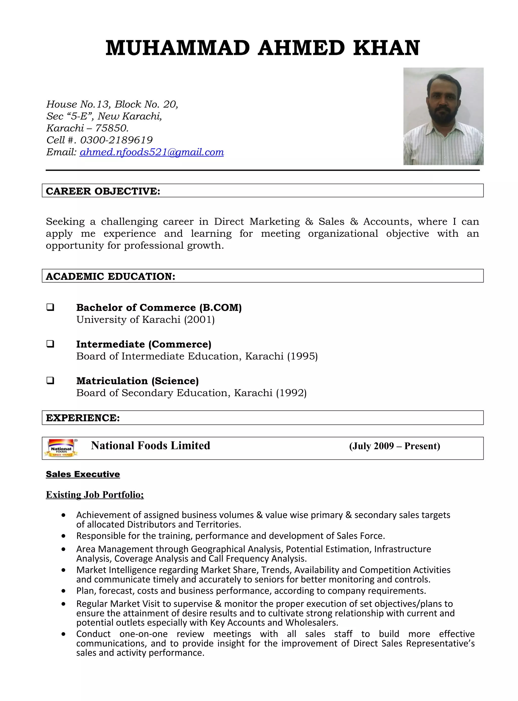 MUHAMMAD AHMED KHAN-(CV) | DOC