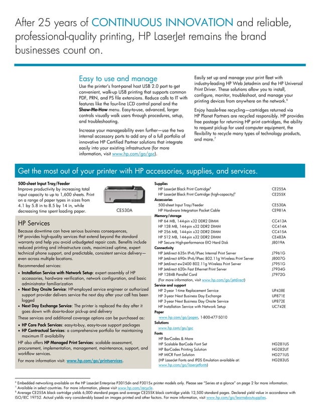 HP LASERJET ENTERPRISE P3010 PRINTER SERIES | PDF | Computer ...