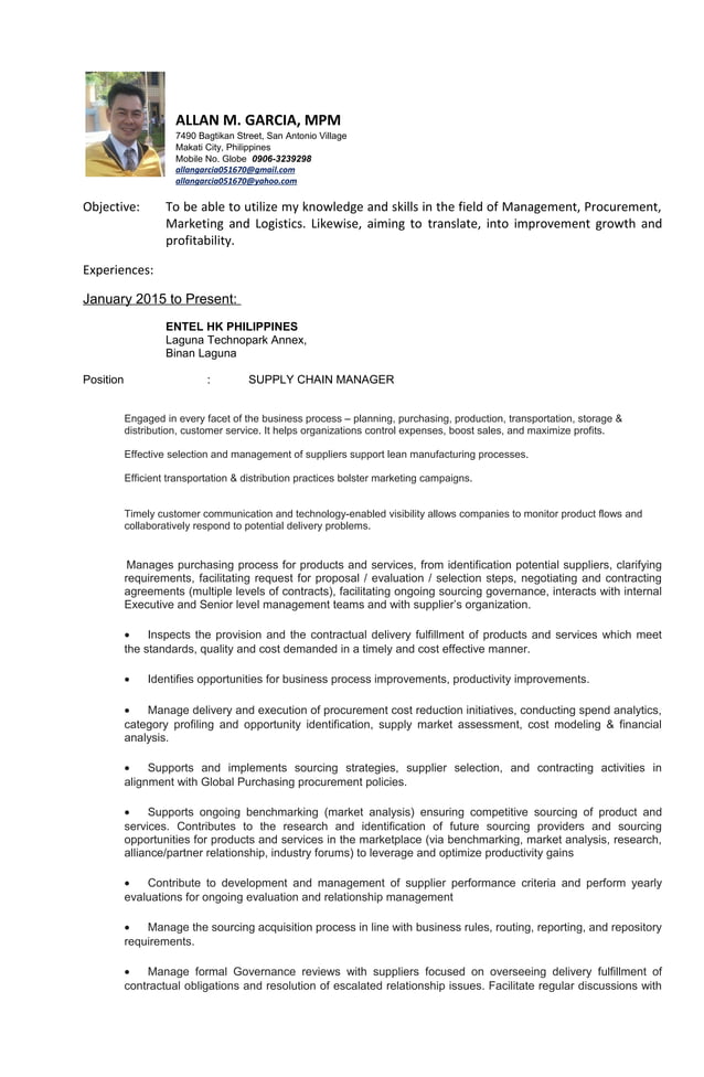 ALLAN GARCIA RESUME LATEST REVISION 100614 | PDF
