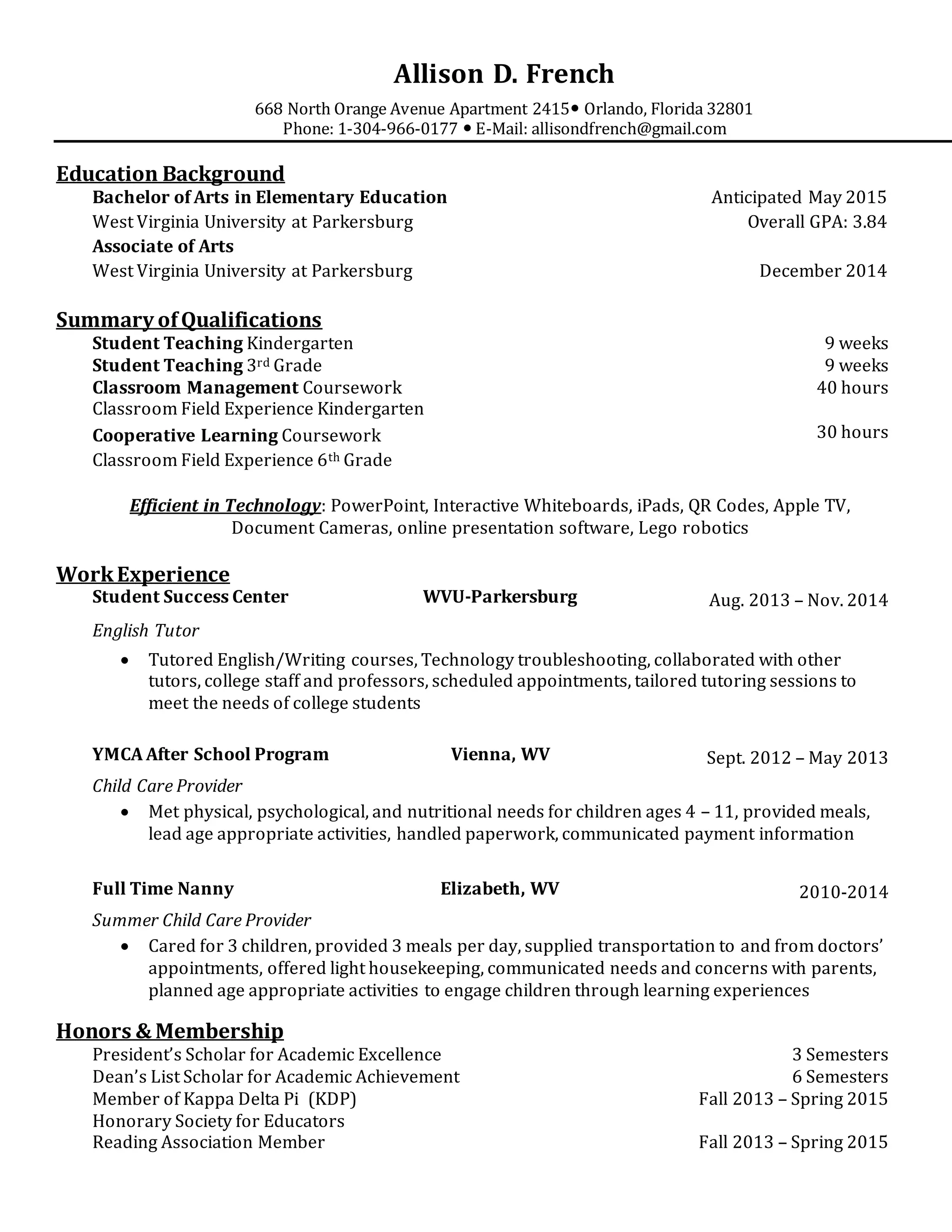 Allison French Resume | PDF