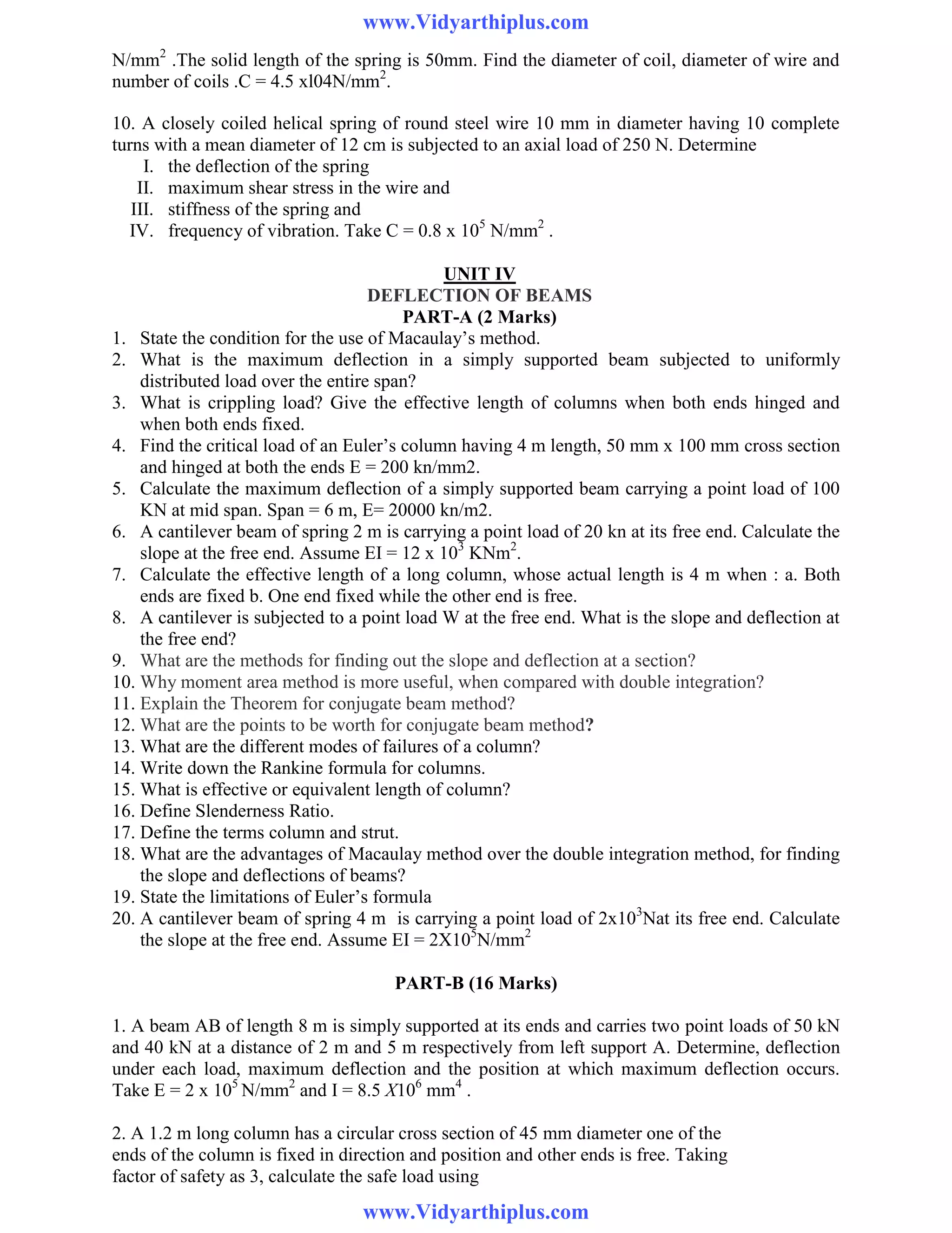 Ce6306 strength of materials | PDF