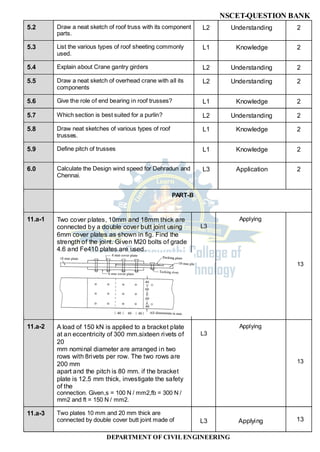 Ce6603 design of steel structures qb | PDF
