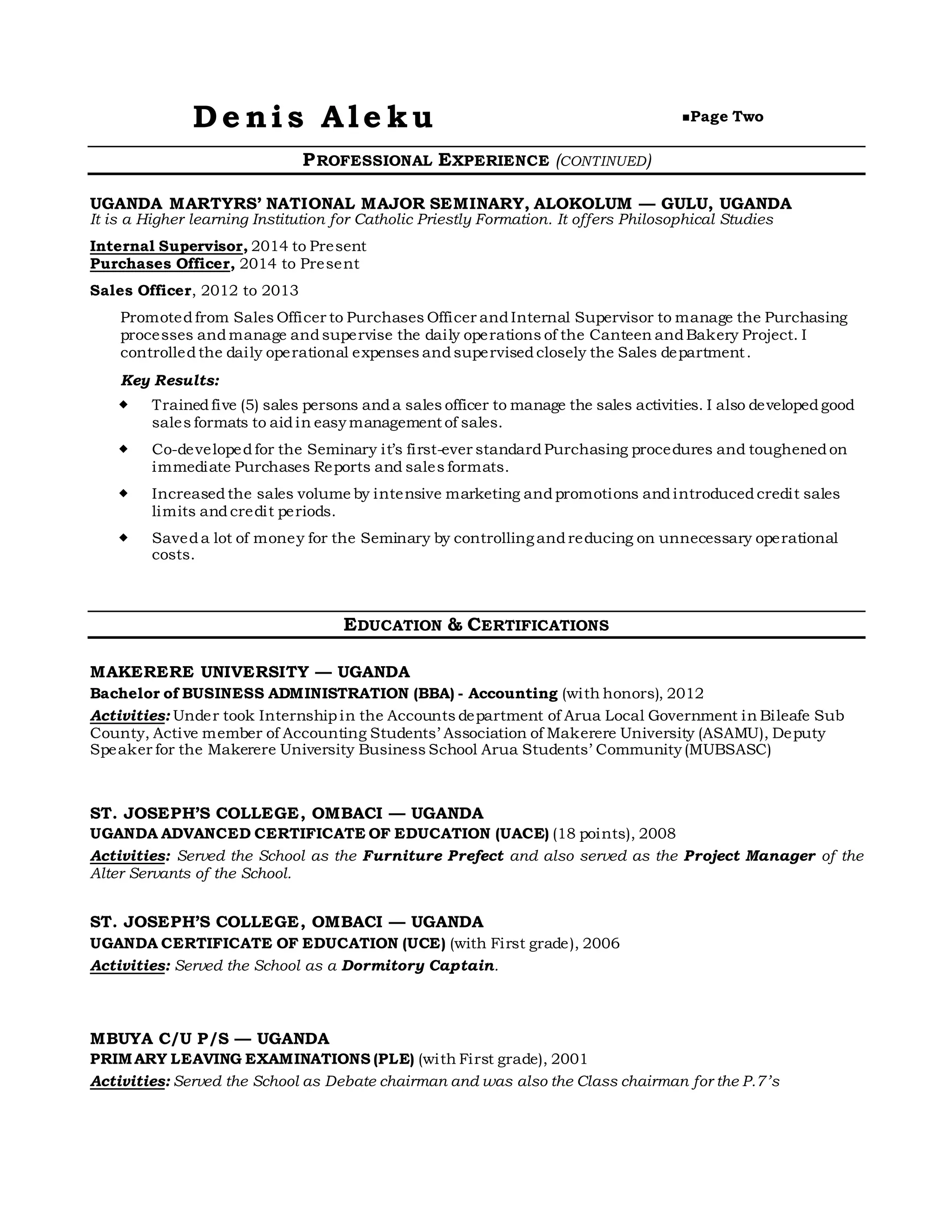 Denis Aleku CV | PDF