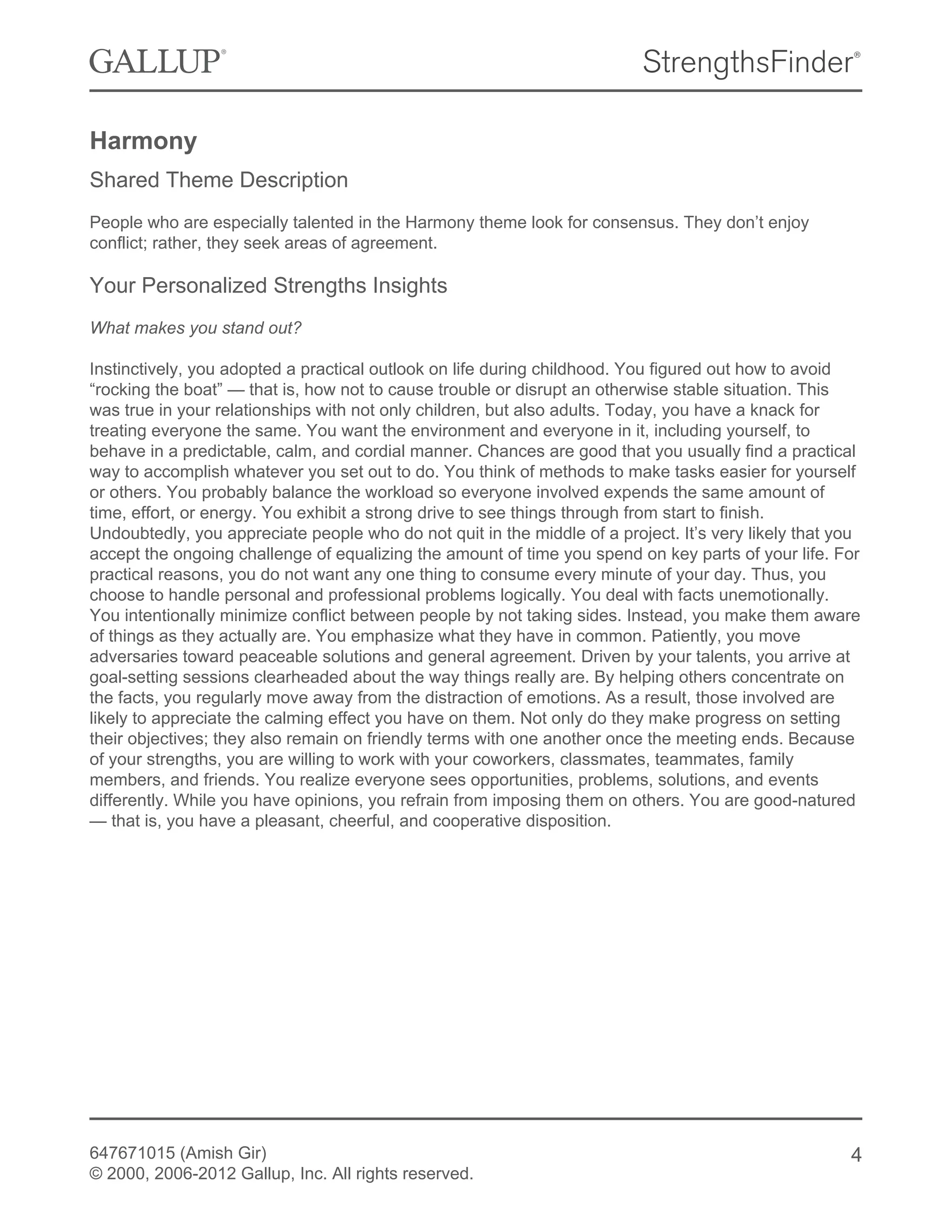 Strength Finders Report | PDF