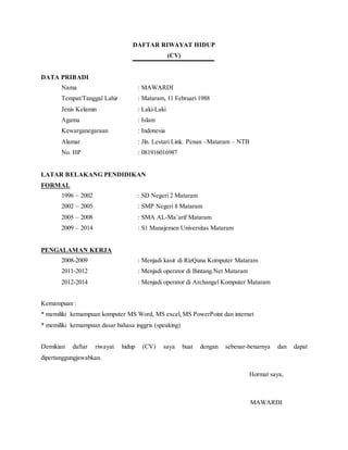 DAFTAR RIWAYAT HIDUP | PDF
