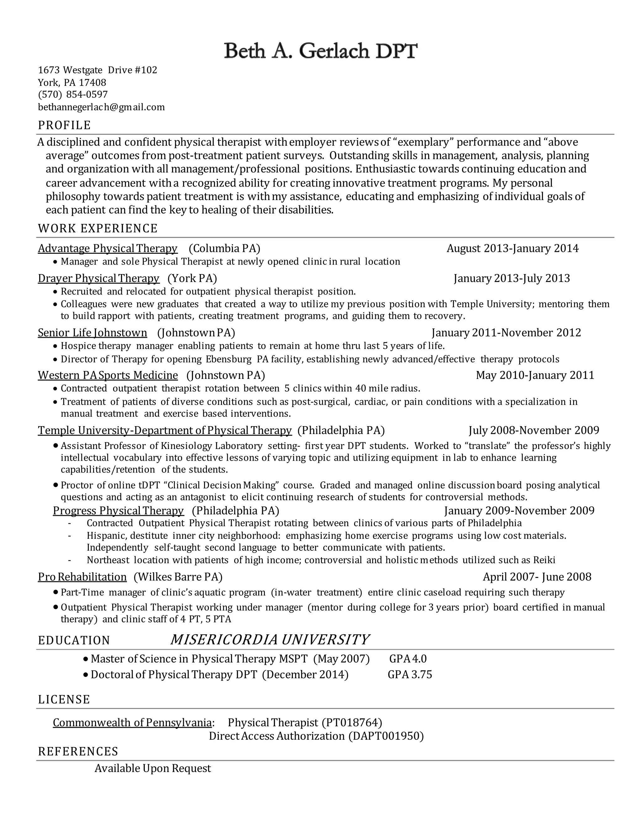 Beth Gerlach CV 2015 | DOCX
