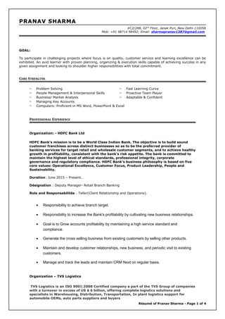Pranav Sharma CV (1) | PDF