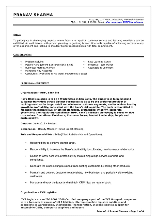 Pranav Sharma CV (1) | PDF