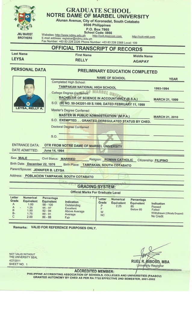 transcript.diploma graduate.relly leysa | PDF