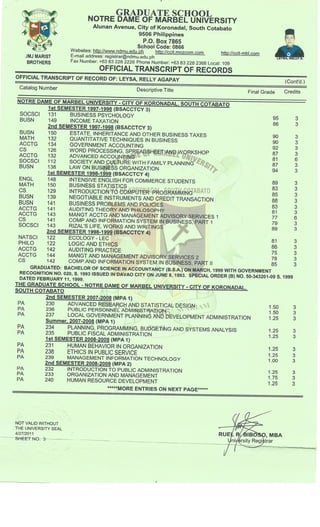 transcript.diploma graduate.relly leysa | PDF