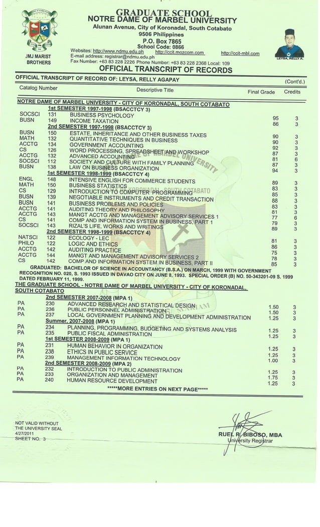transcript.diploma graduate.relly leysa | PDF
