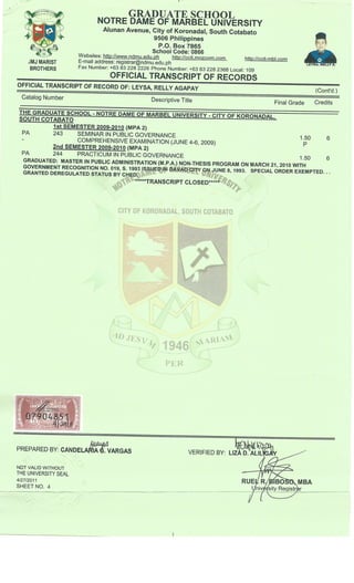 transcript.diploma graduate.relly leysa | PDF