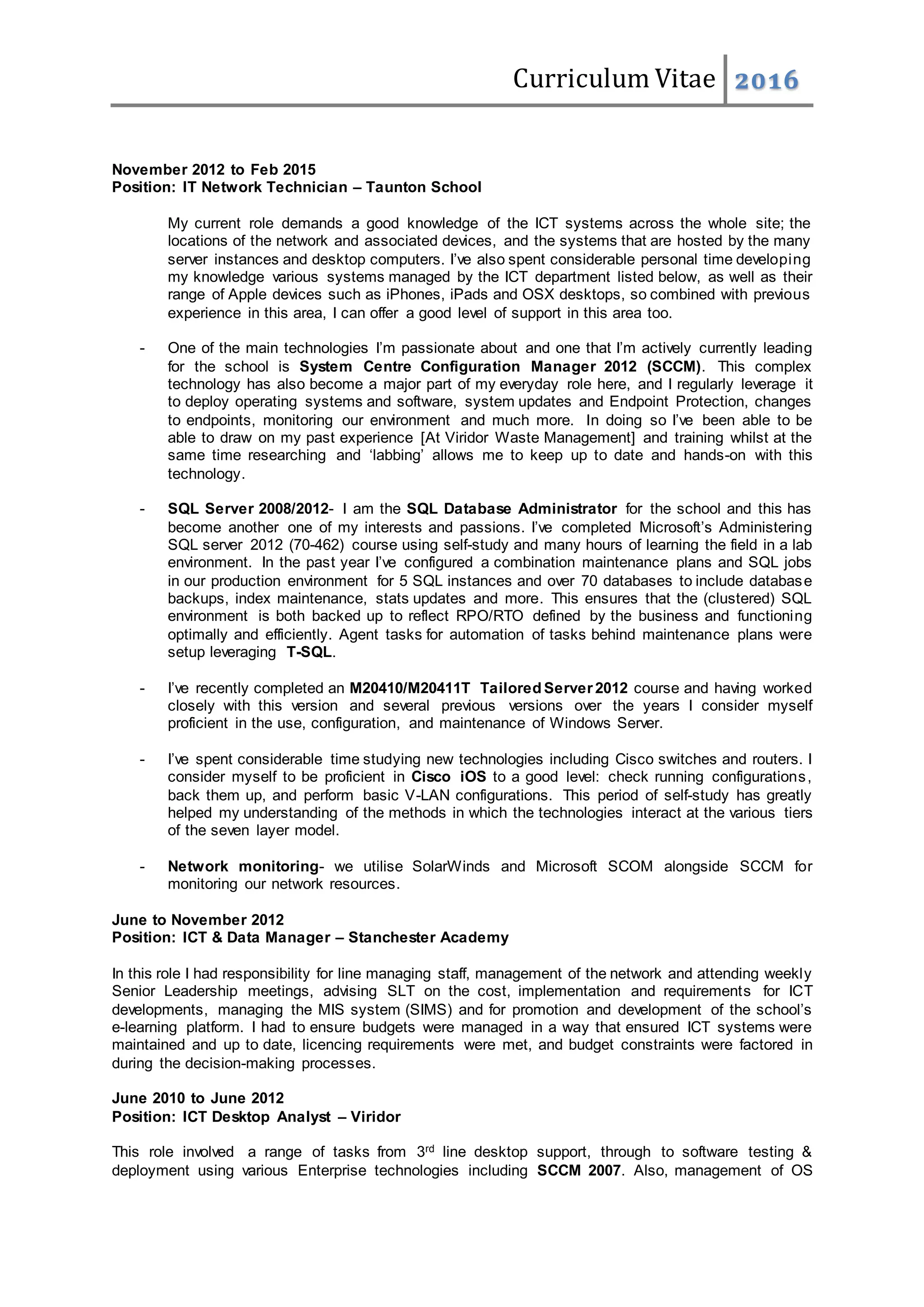 Curriculum Vitae - 10022016 | PDF