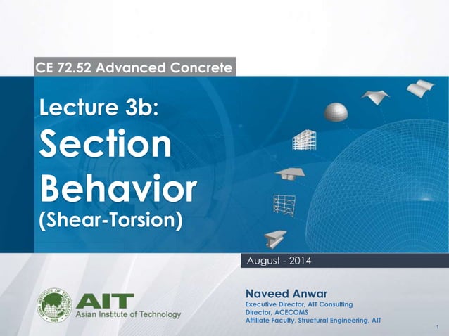 CE72.52 - Lecture 3b - Section Behavior - Shear and Torsion | PPTX