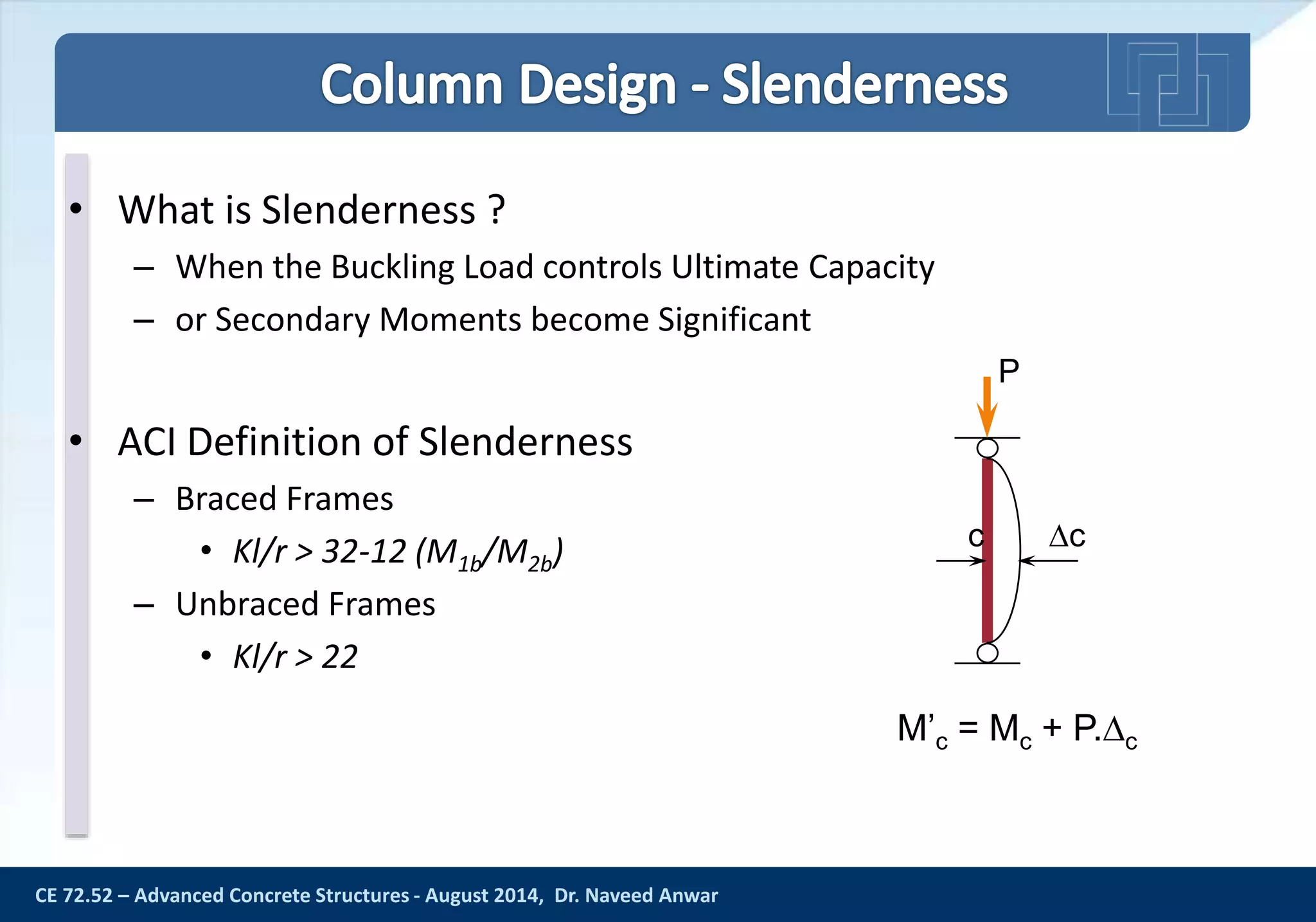 CE 72.52 - Lecture 5 - Column Design | PPTX