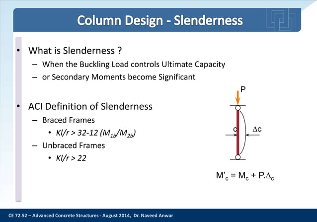 CE 72.52 - Lecture 5 - Column Design | PPTX | Physics | Science