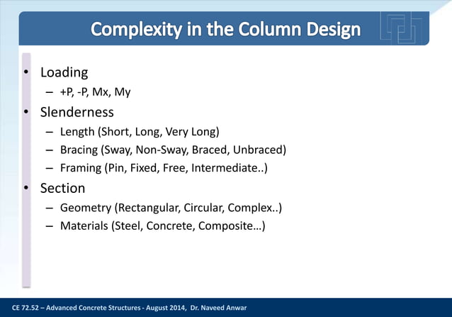 CE 72.52 - Lecture 5 - Column Design | PPTX | Physics | Science