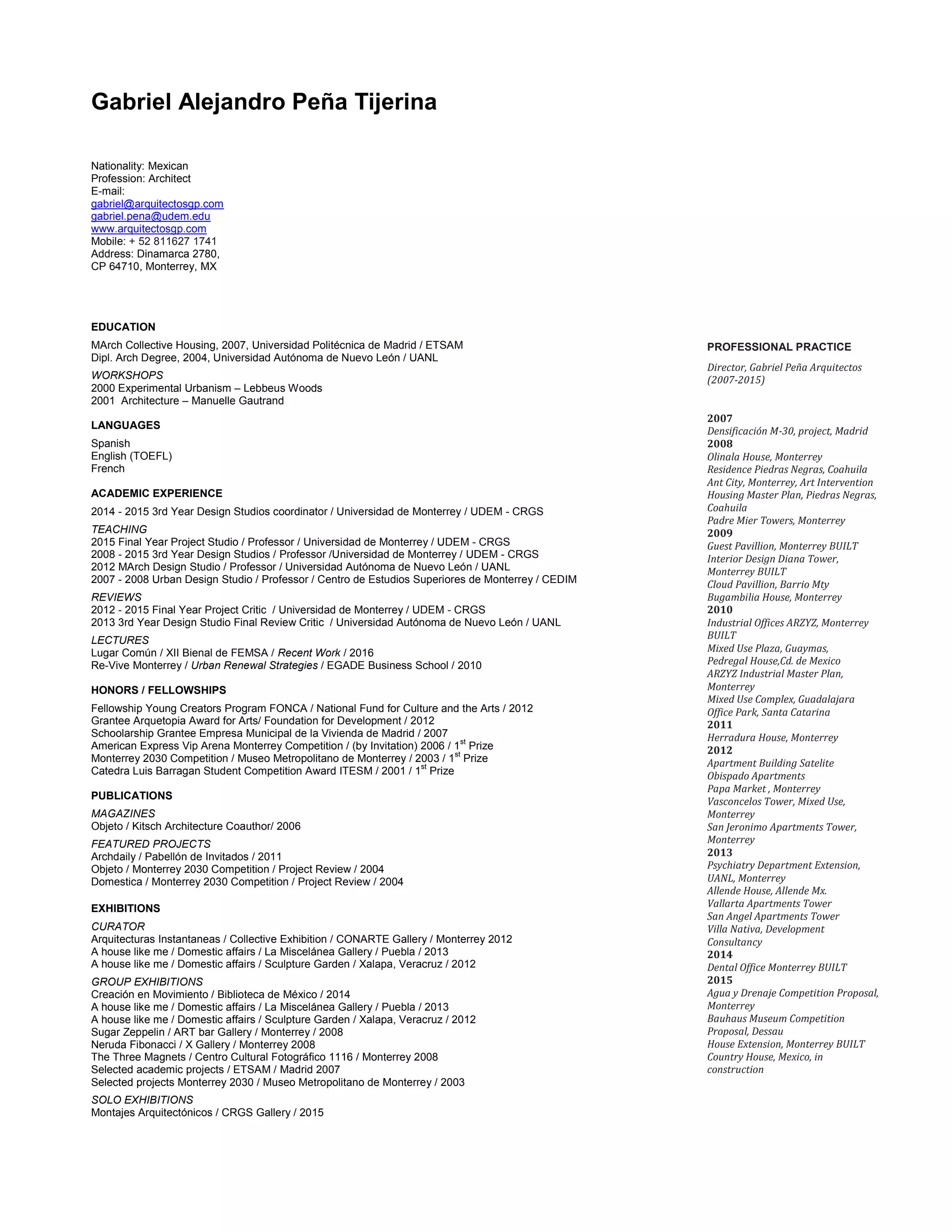 Gabriel Peña CV | PDF