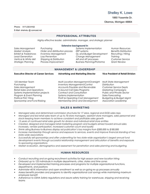 Shelley Lowe's Resume General All Skill Sets (1) | DOC