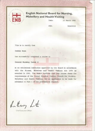 Debbie Nursing Certificate | PDF
