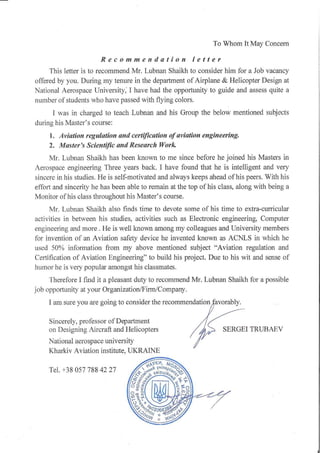 Recommend Letter Professor of department KHAI | PDF