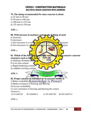 Ce8391 construction materials Objective type questions with answers | PDF